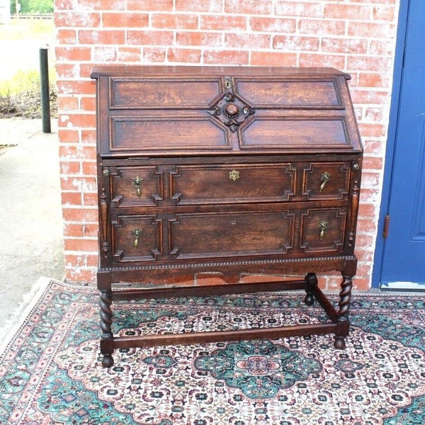 Antique Oak Drop Front Desk - Etsy