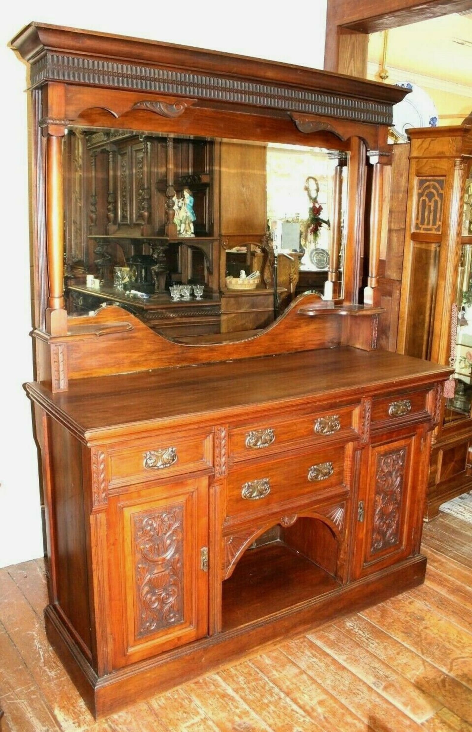 English Antique Walnut Sideboard / Buffet / Bar Cabinet | Etsy