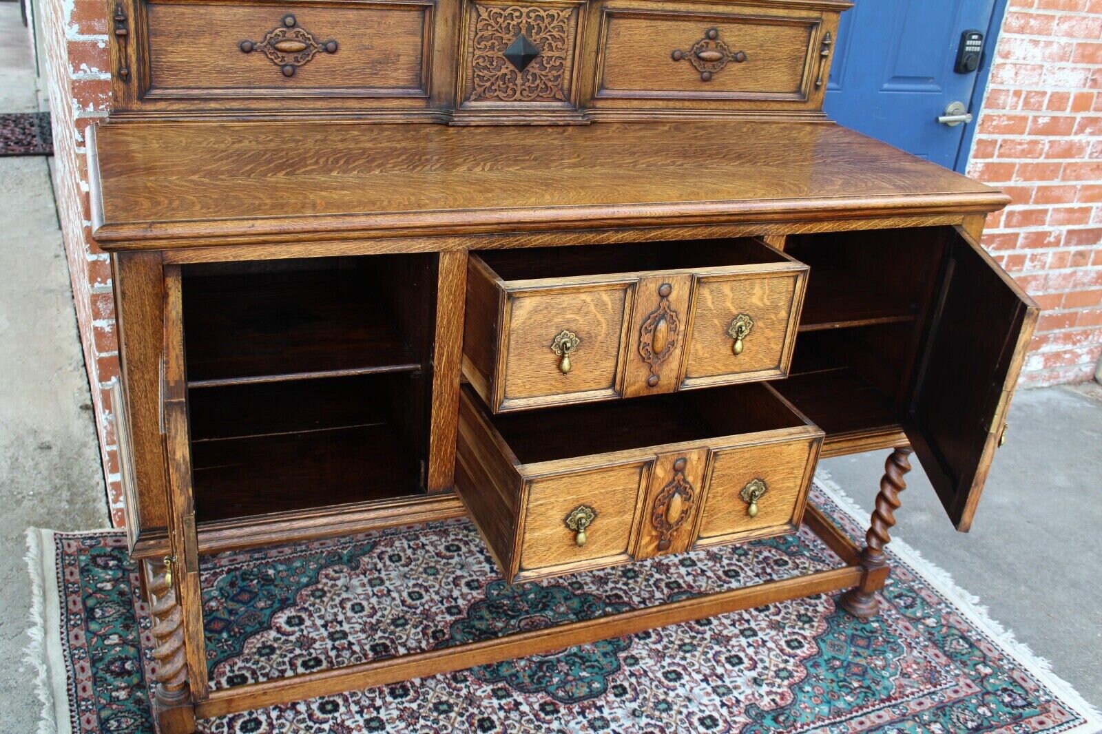 English Antique Oak Jacobean Sideboard / Buffet / Bar Cabinet - Etsy