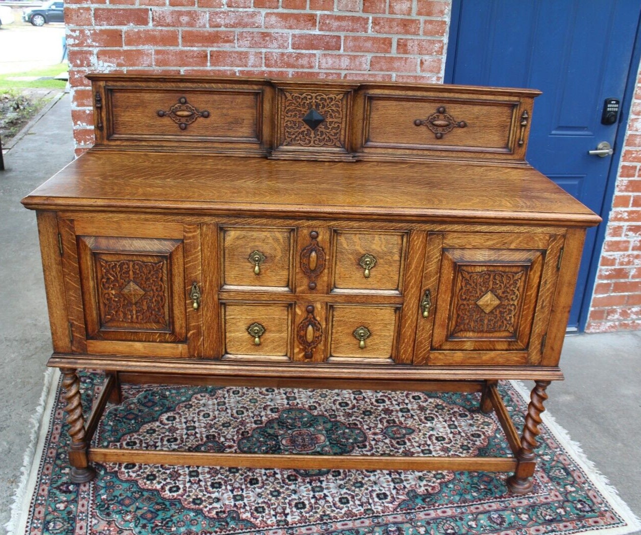 English Antique Oak Jacobean Sideboard / Buffet / Bar Cabinet - Etsy