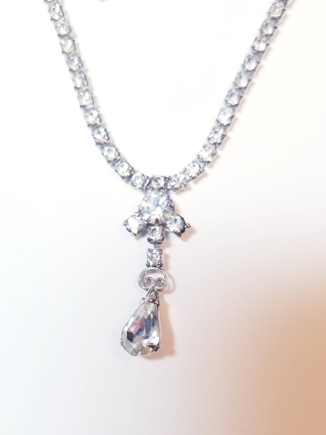 Vintage Clear Rhinestone Chain Necklace - Etsy