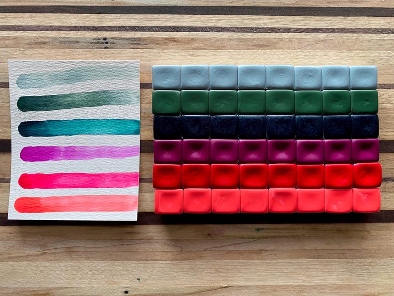 Handmade Watercolor | Set of 6 Half Pans | Prickly Pear Flourescing ...