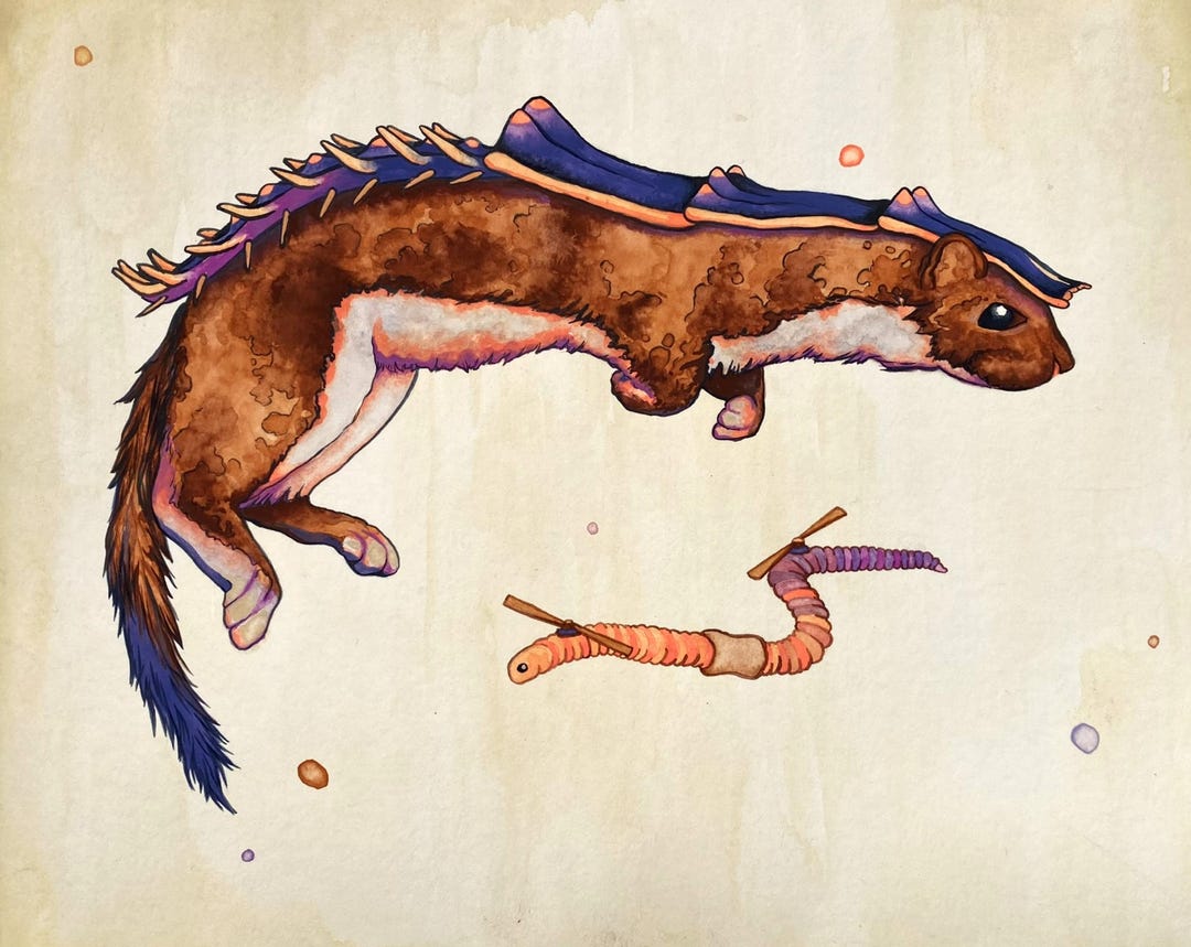 Worm and Weasel - Small Art Print - 8" X 10" - Etsy