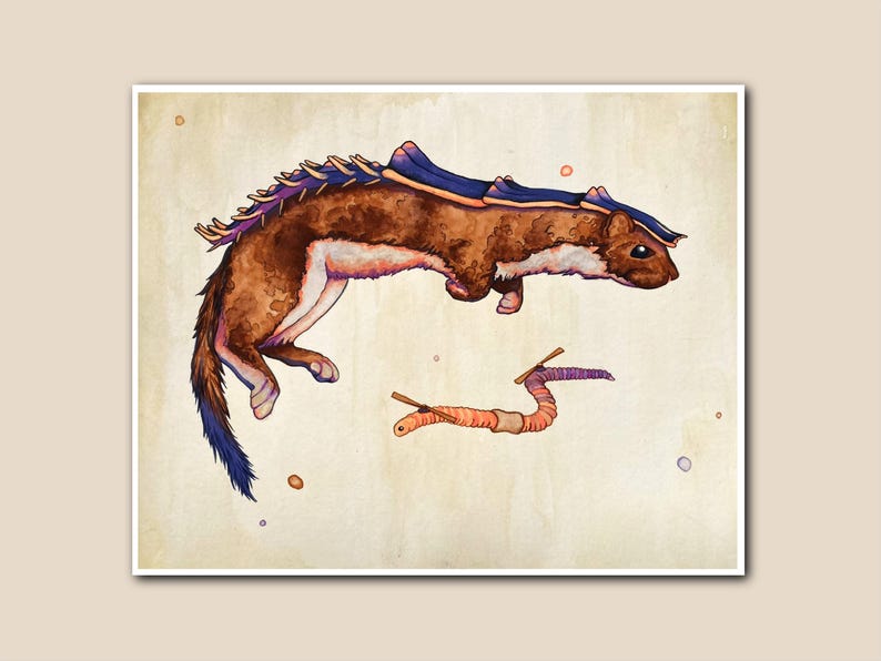 Worm and Weasel - Small Art Print - 8" X 10" - Etsy
