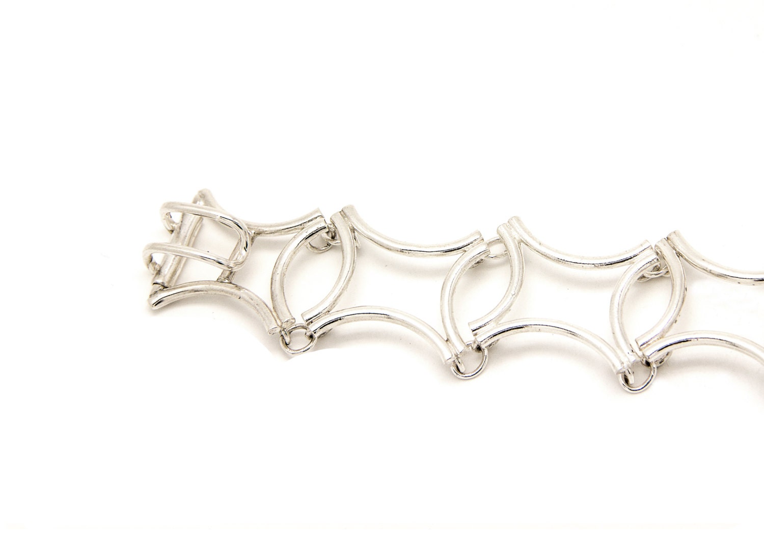 Sterling Silver Large Link Bracelet, Geometric Bracelet, Solid Silver ...