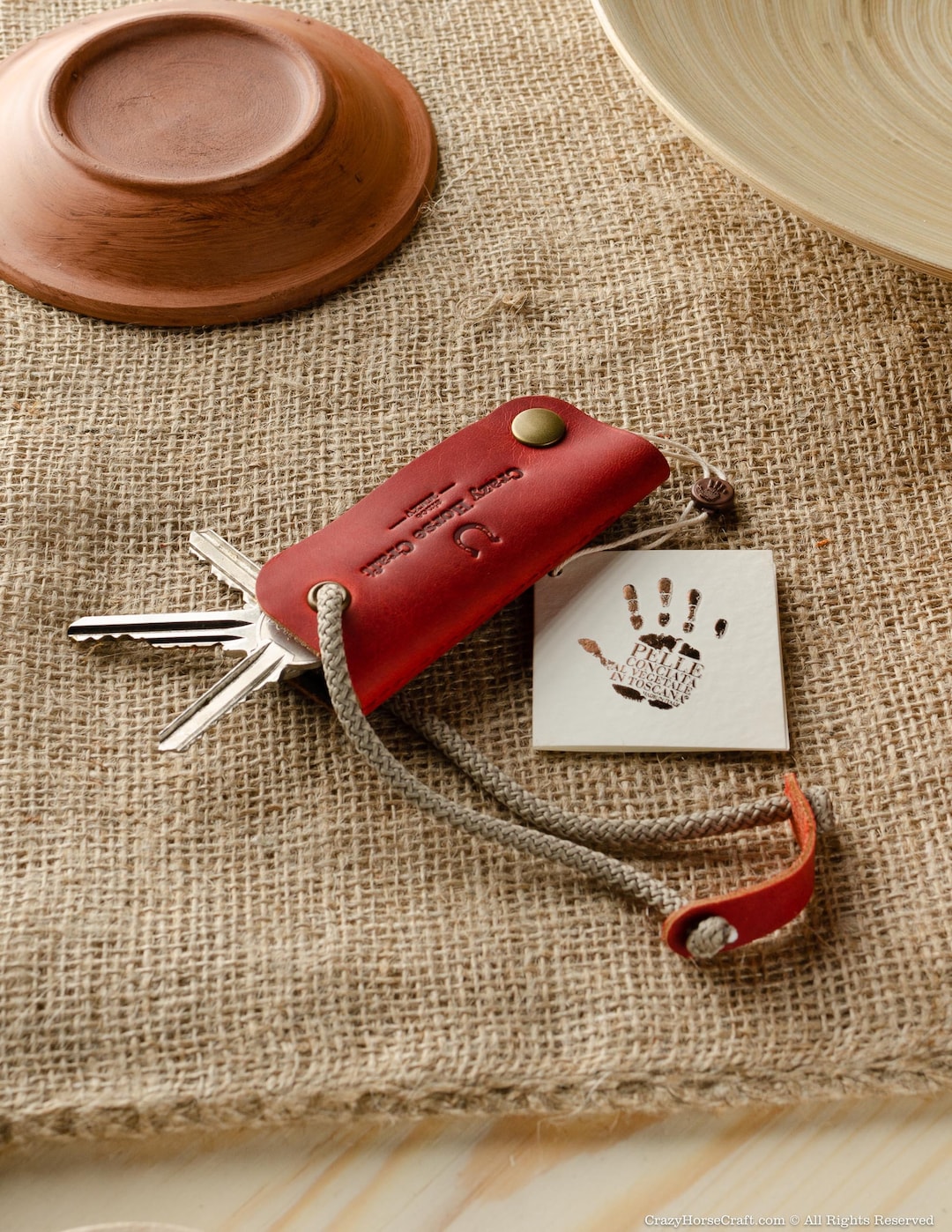 Red Leather Key Holder Keys Chain Key Fob Organiser Leather Keychain ...