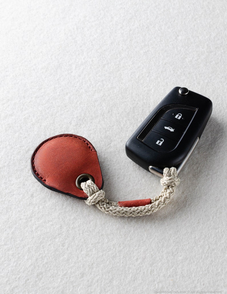 Leather AirTag Backpack Holder Case Keyfob, Key Ring, Red Italian ...