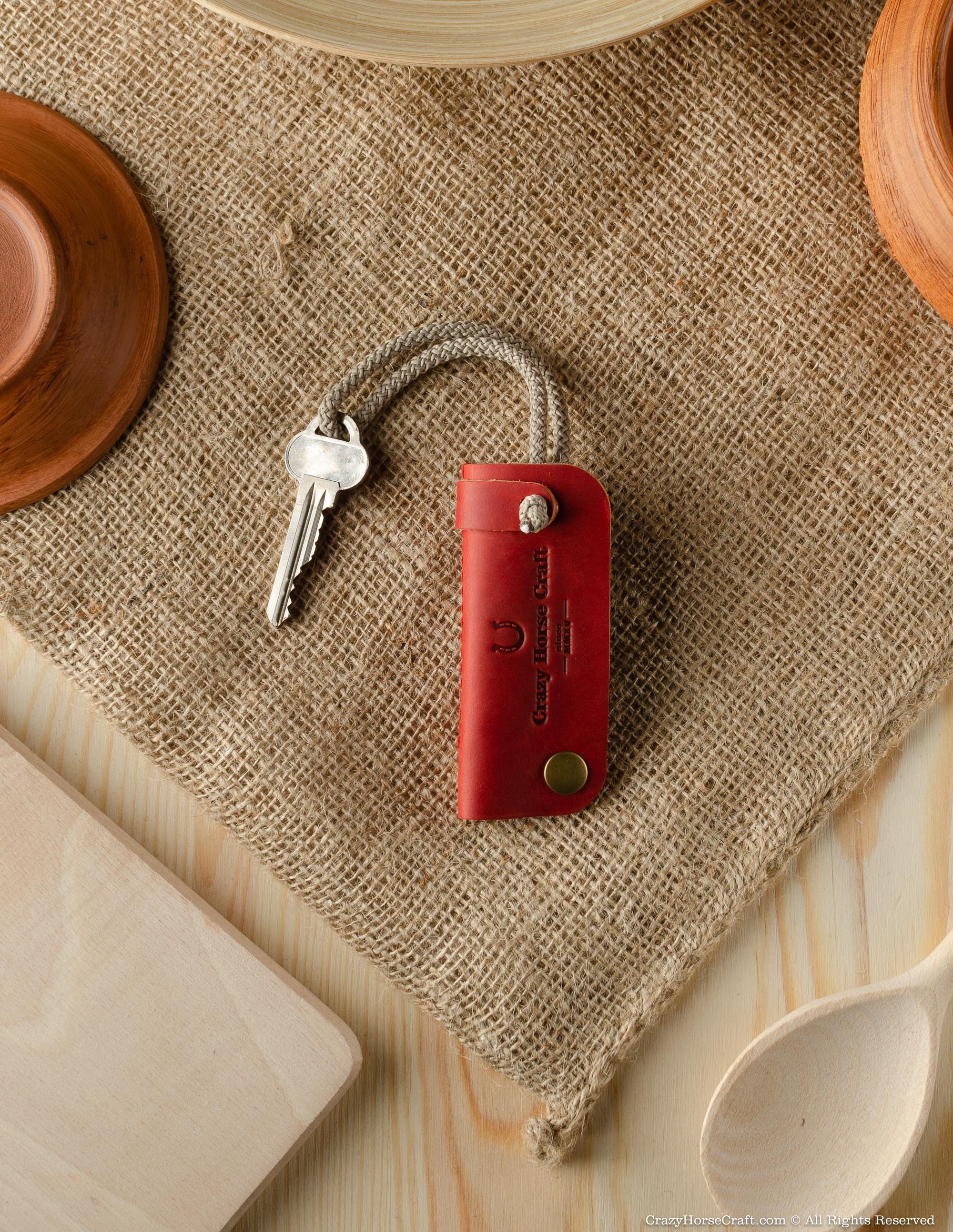 Red Leather Key Holder Keys Chain Key Fob Organiser Leather Keychain ...