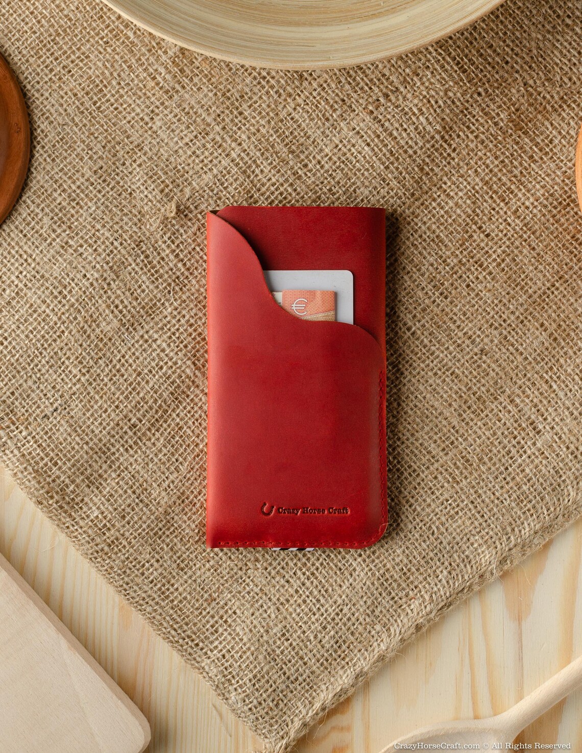 Red Leather Iphone Xr Case / Sleeve With Card Slot Wallet / - Etsy