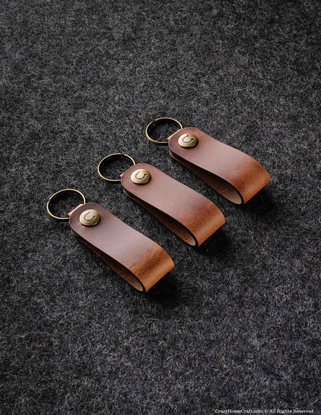 Set of 3 Key Fobs, Belt Loop, Pouch, Case, Vintage Style Crazy Horse ...