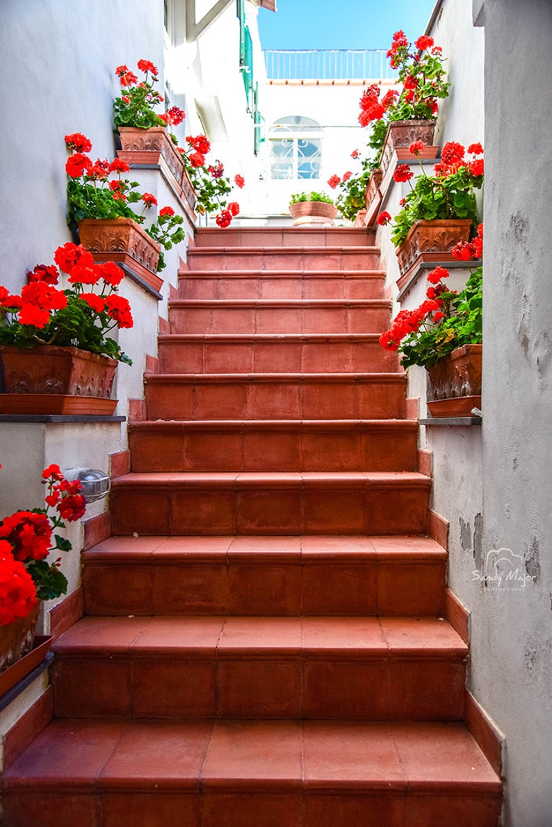 Italy Photography Print, Capri Wall Art, Colorful Stairs Photo, Capri ...
