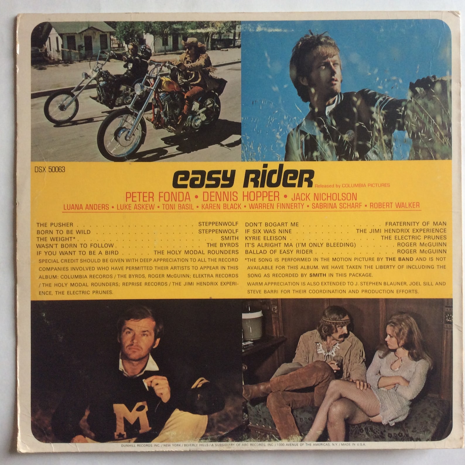 Easy Rider-soundtrack-lp-abc Dunhill-dsx 50063-steppenwolf-jimi Hendrix ...