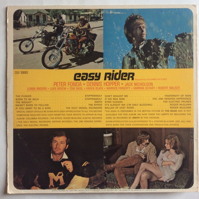 Easy Rider-soundtrack-lp-abc Dunhill-dsx 50063-steppenwolf-jimi Hendrix ...