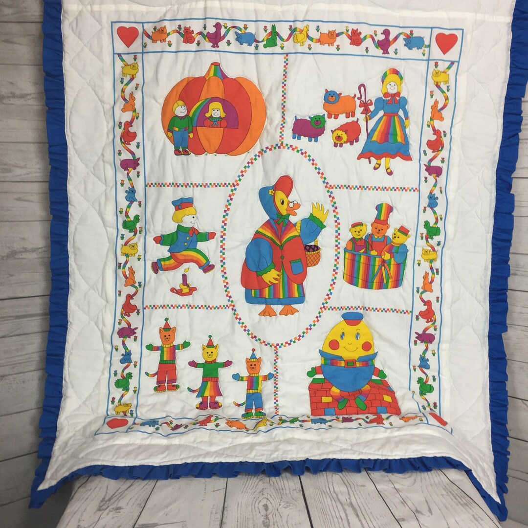 Nursery Rhyme, Fairytale Baby Quilt, Mother Goose Baby Blanket, Baby ...