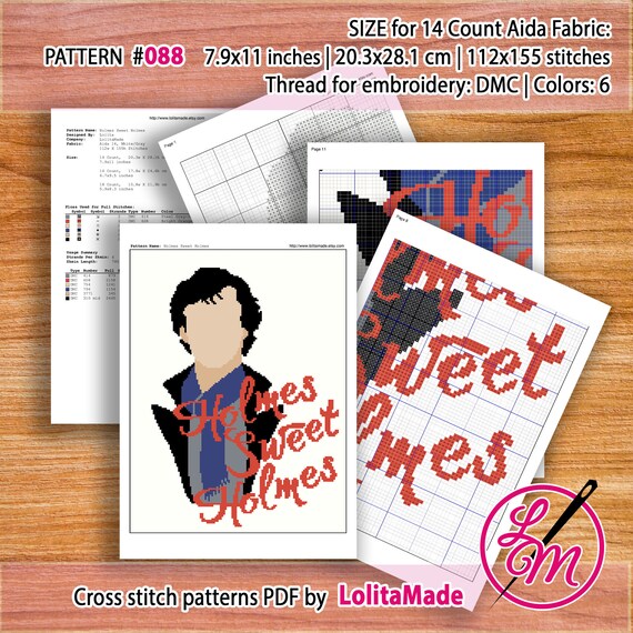 Embroidery Sherlock cross stitch Digital#088 Cross stitch pattern Cross ...