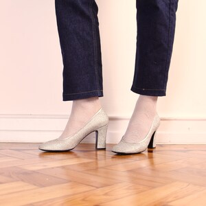 Vintage Silver Glitter Pumps | 80's Glitter High Heel Pumps | Sparkling ...