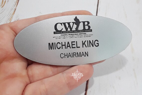 Oval Plastic Name Badge 2 Tone Plastic Include Name | Etsy