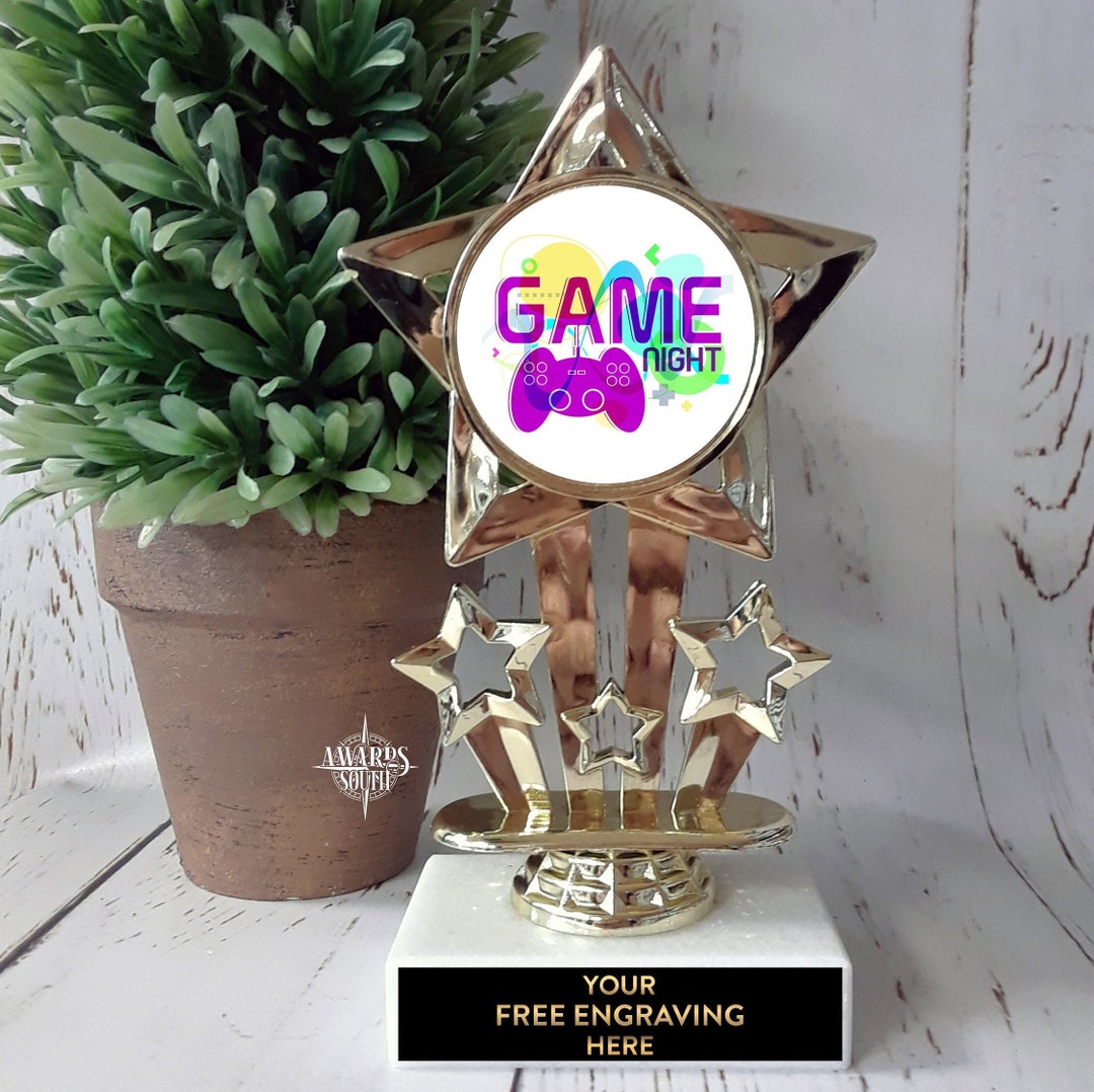 Video Game Night Trophy - Free Engraving, Family Game Award, Family Fun ...