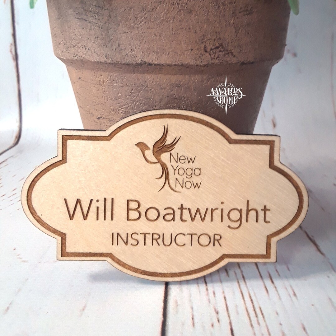 Decorative Wood Name Badge - Finished Maple Wood - Free Engraving - Etsy