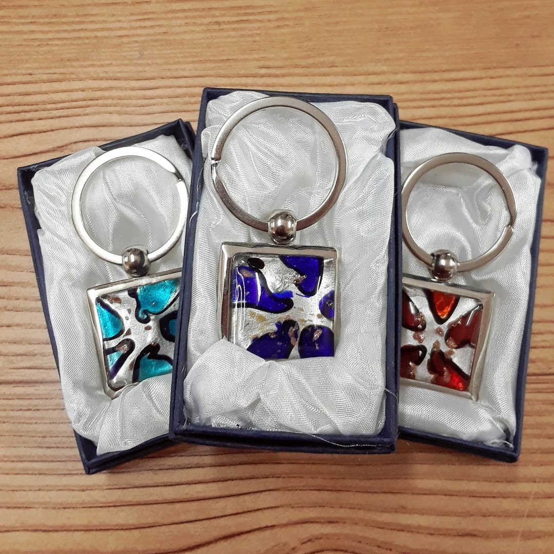 Art Glass Decorated Key Ring Key Chains Comes in Gift Box - Etsy