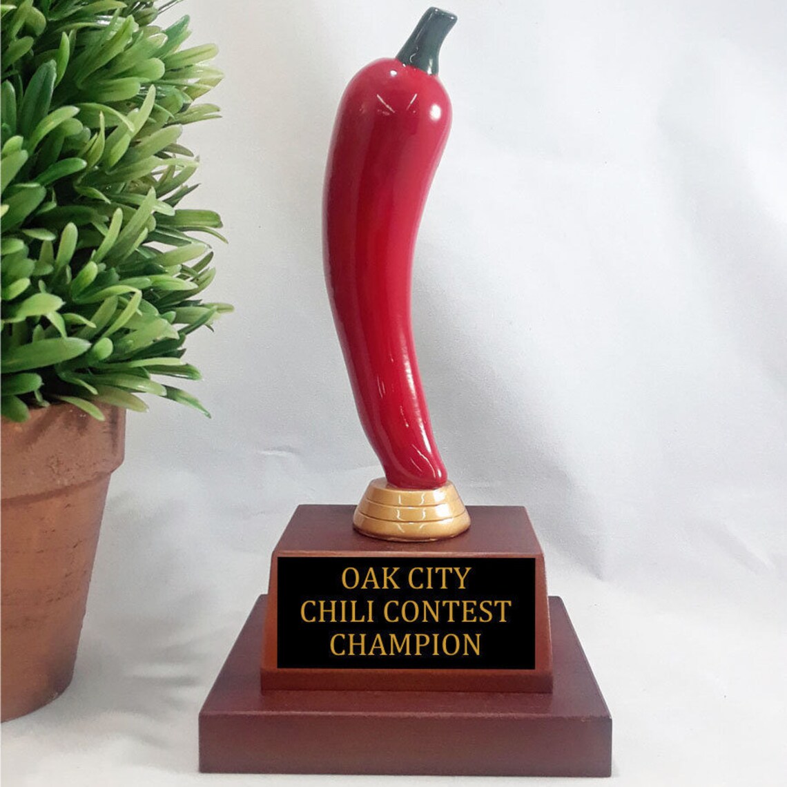 Chili Pepper Trophy - Resin Chili Pepper on Wood Base - Free Engraving ...