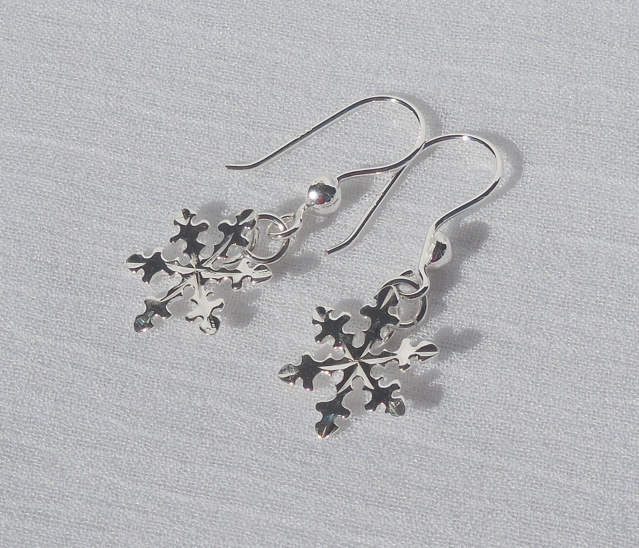 Sterling Silver Snowflake Earrings - Etsy