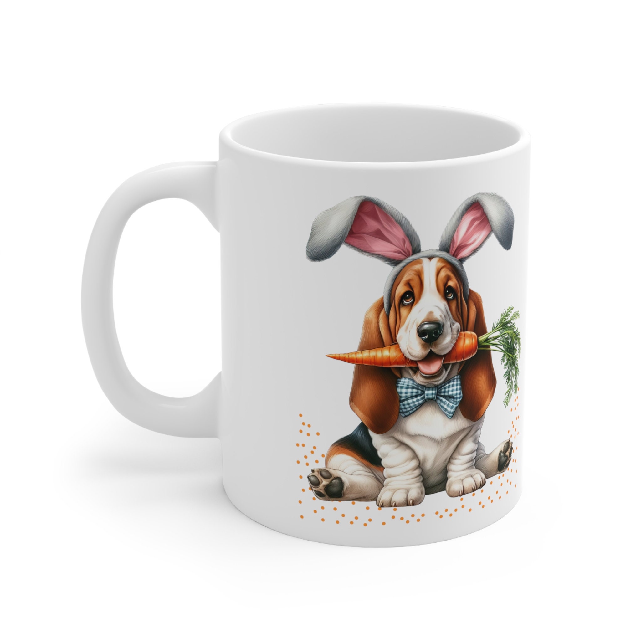 Easter Basset Hound With Bunny Ears Ceramic 11oz Mug, Basset Hound ...