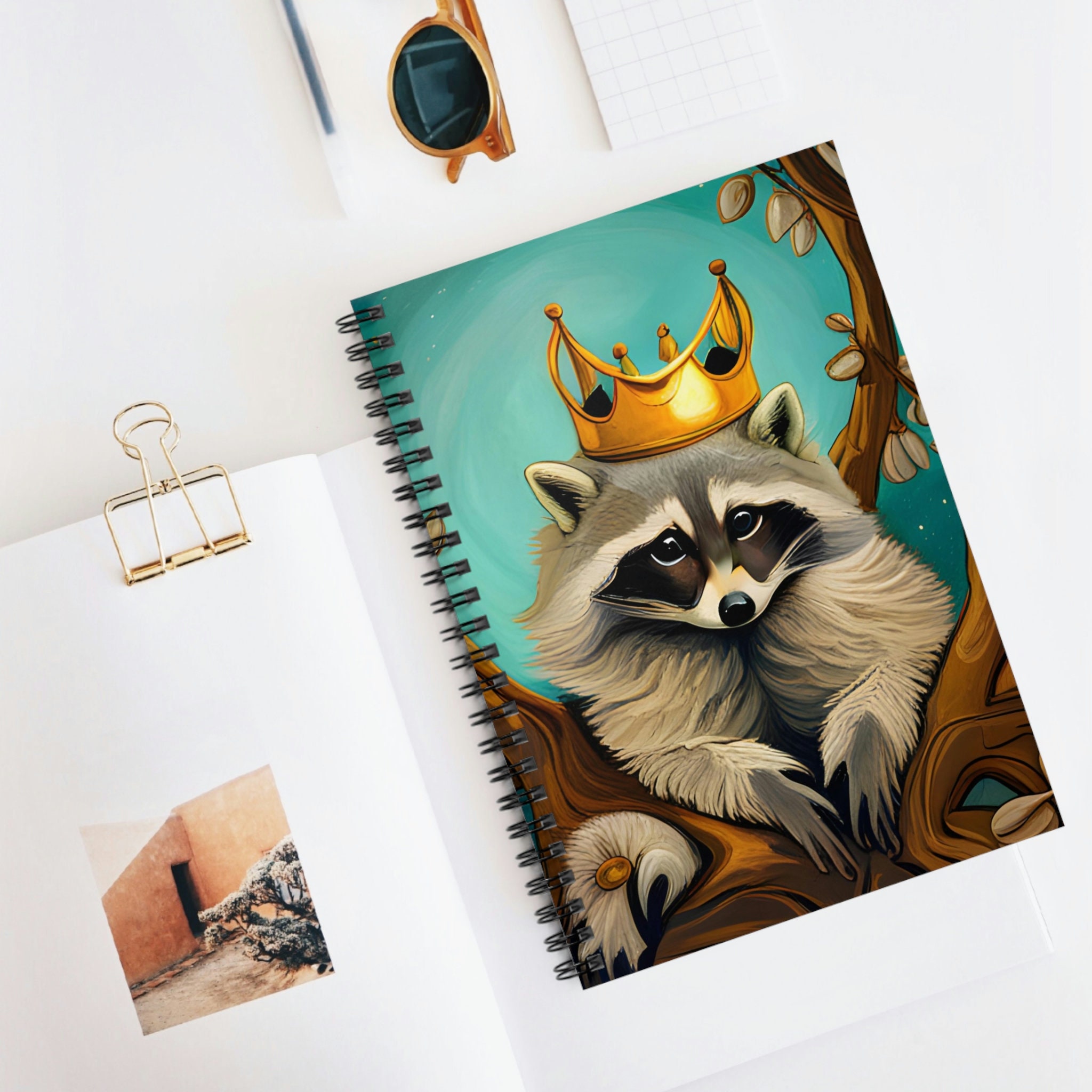 Raccoon Spiral Notebook Raccoon Art Ruled Line Notebook Raccoon Tree ...