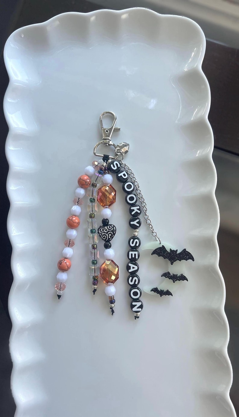 Halloween Beaded Bag Charm, Spooky Season Purse Accessory, Halloween ...