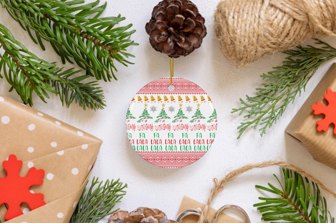 Musical Notes Christmas Tree Ceramic Ornament, 2-side Print Holiday ...