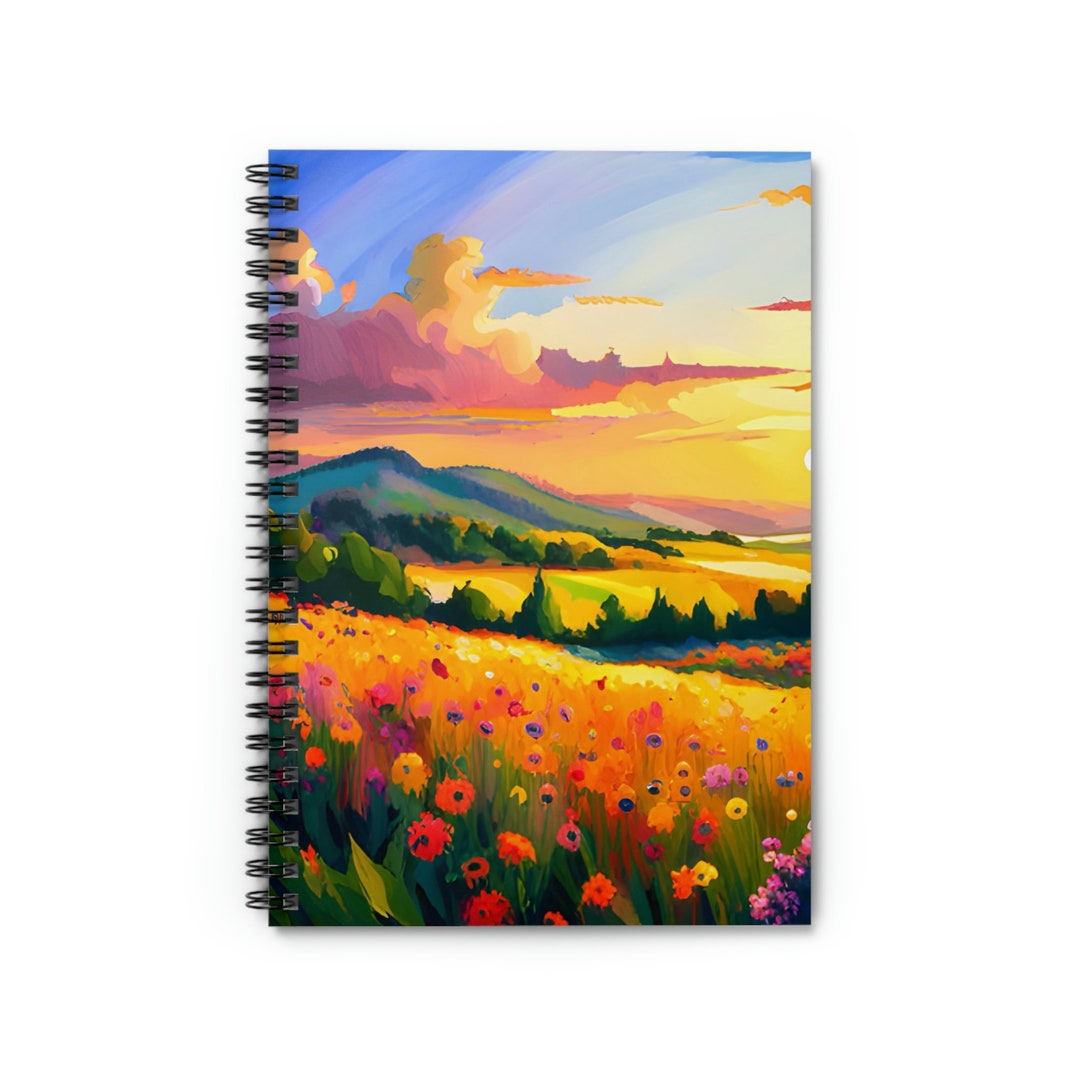Meadow Spiral Notebook Meadow Field Scene Art Ruled Line Notebook ...
