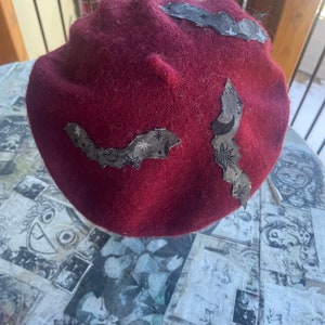Maroon Beret With Bat Shapes - Etsy