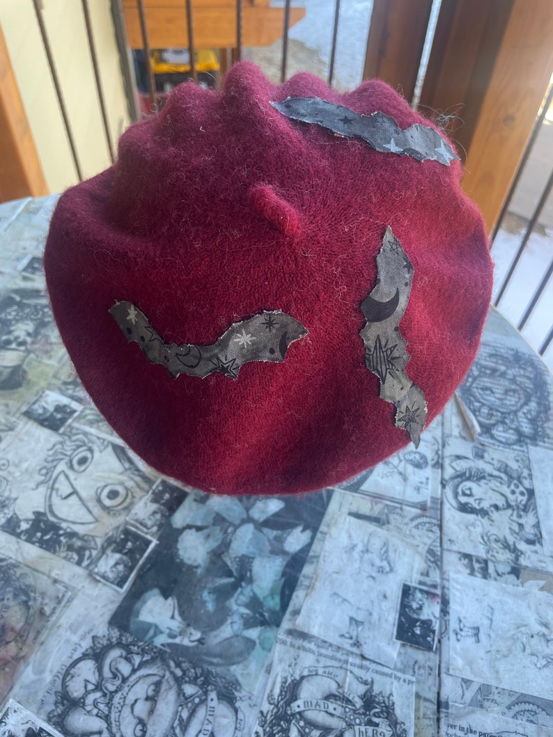 Maroon Beret With Bat Shapes - Etsy