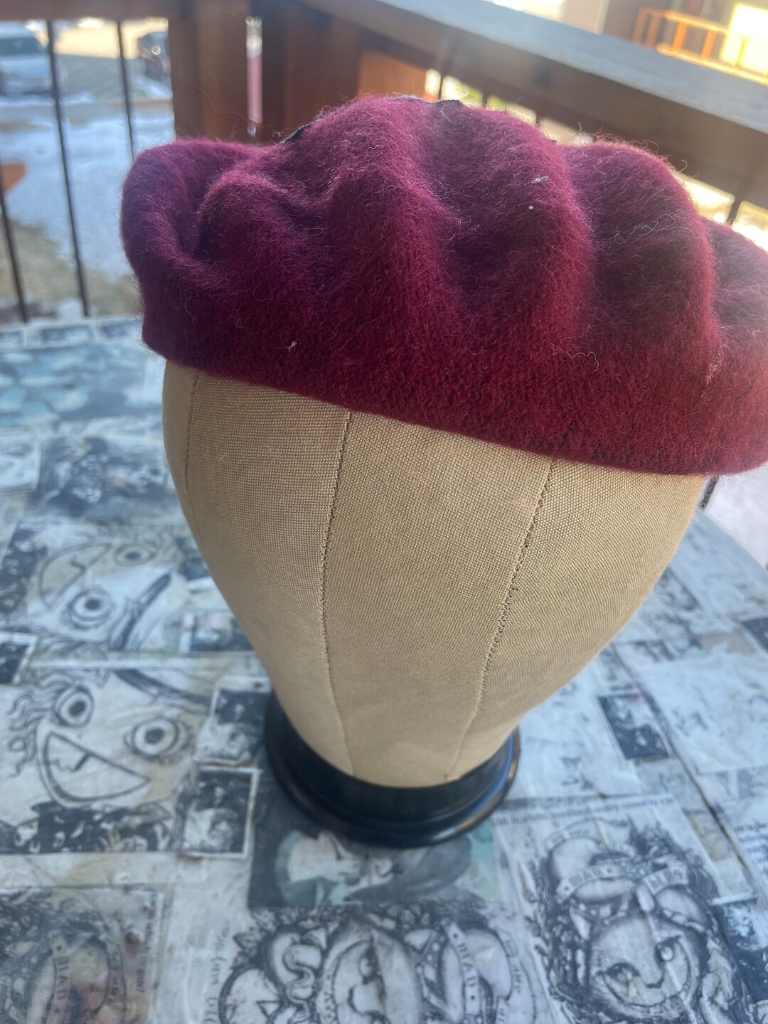 Maroon Beret With Bat Shapes - Etsy