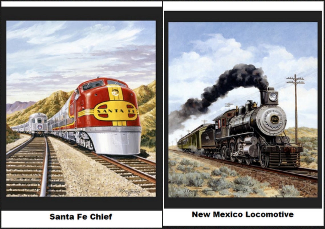 Train Themed Digital Print Fabric Panels U-pick 100% Cotton. | Etsy
