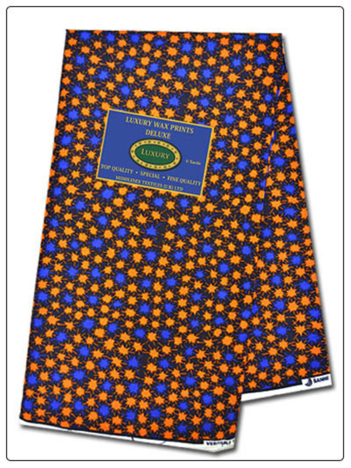 African Fabric Ankara Blue & Orange Sold by the Yard / - Etsy