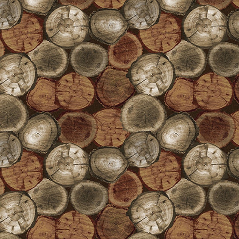 Rustic Logs Fabric, 3 Colorways - U-pick, Sold by the Half-yard, 100% ...