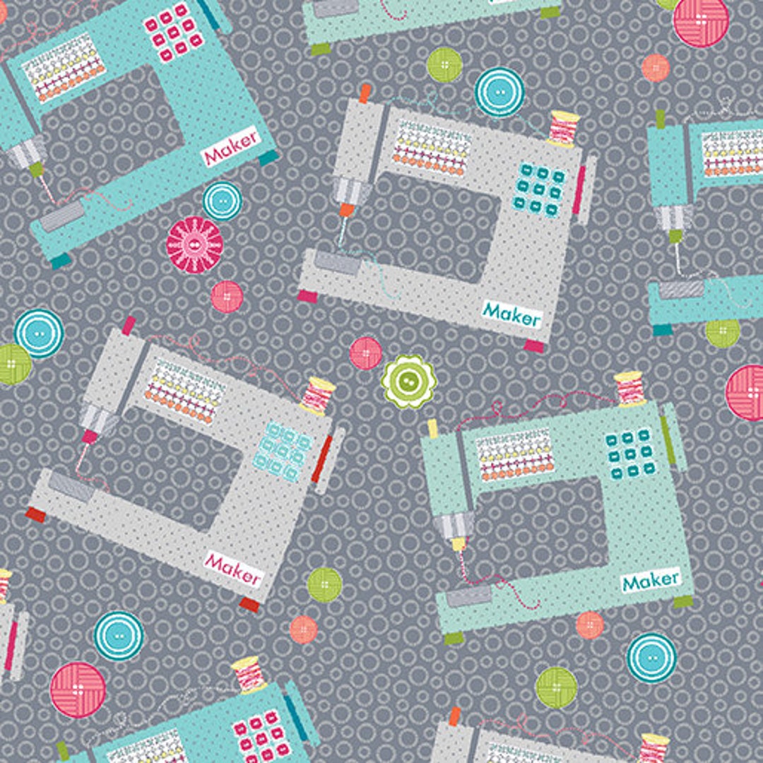 Sewing Theme Fabric, Sewing Machines & More - U-pick, 100% Quilt Shop ...