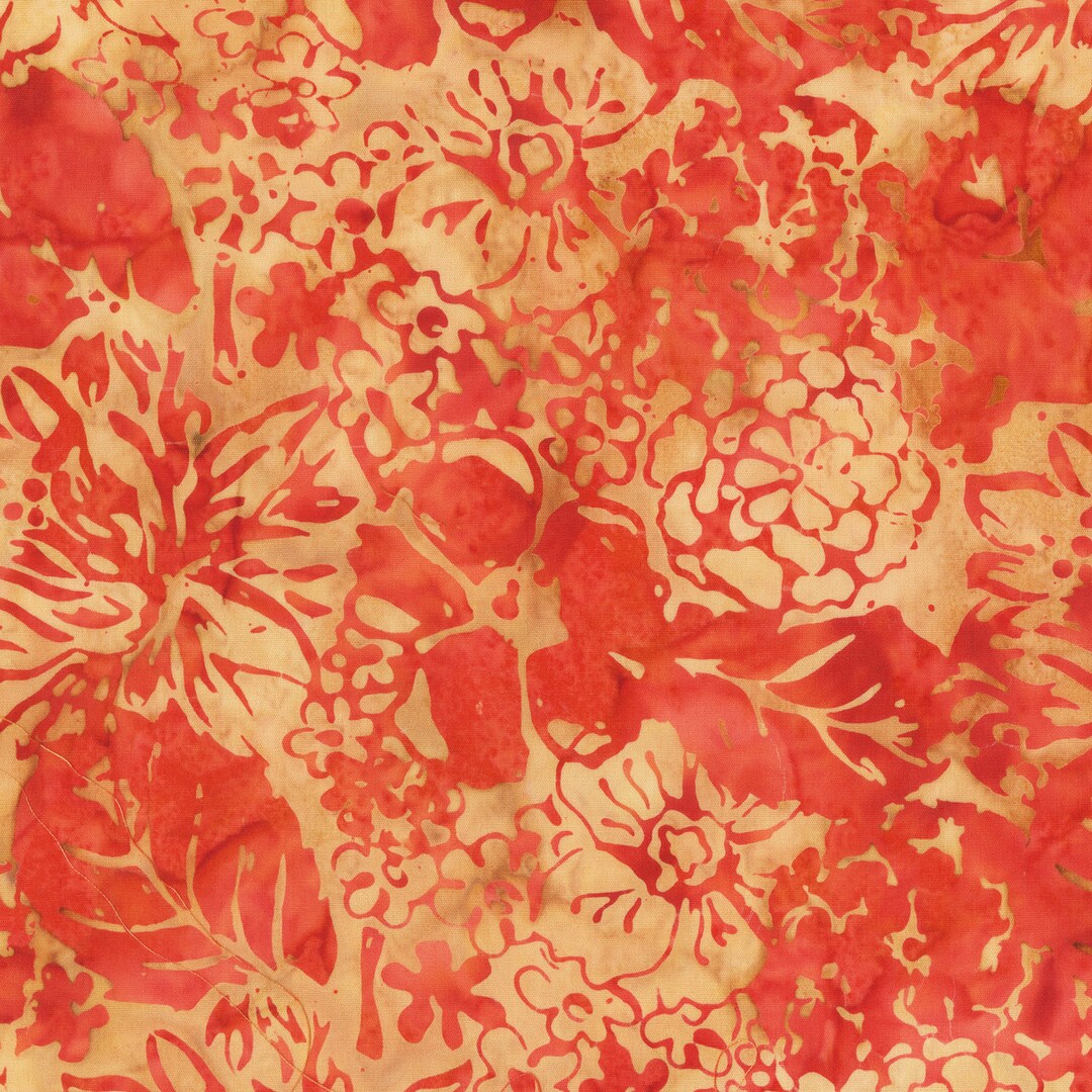 Batik Fabric From Bali-anthology, Yellow & Orange Florals, Sold by the ...