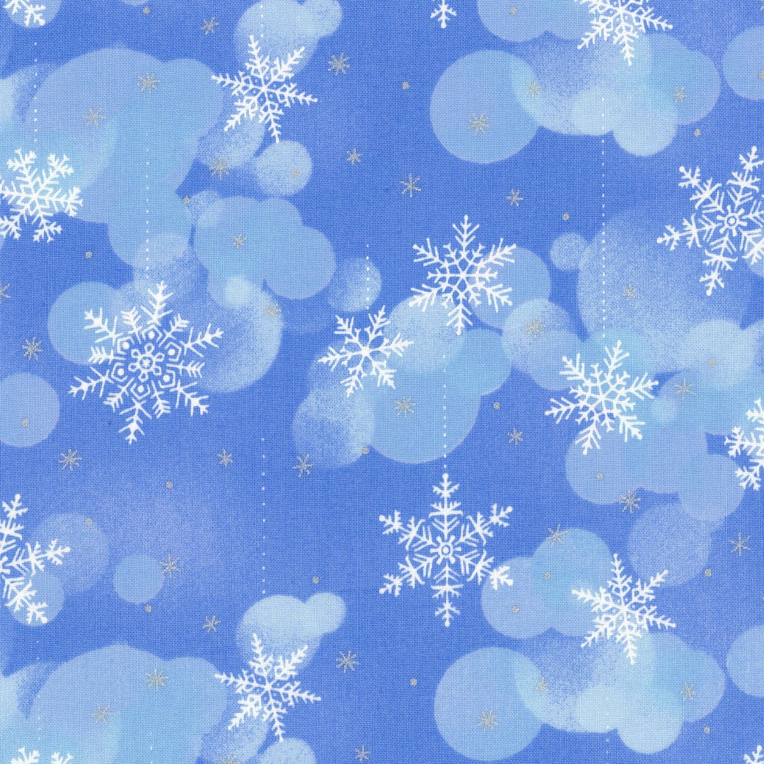 Blue Snowflakes & Clouds, Nursery Fabrics, 2 Colorways, Light Silver ...