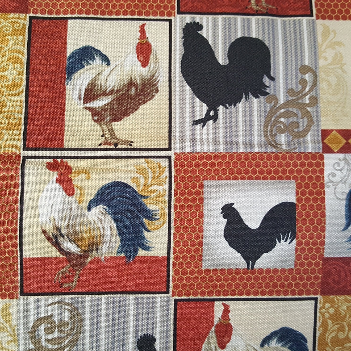 Rooster Blocks 100% Quilt Shop Quality Cotton Sold by the - Etsy UK