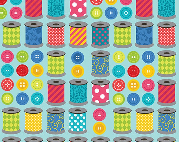 Thread Spools and Buttons Sewing Theme Fabric, U-pick, 100% Quilt Shop ...