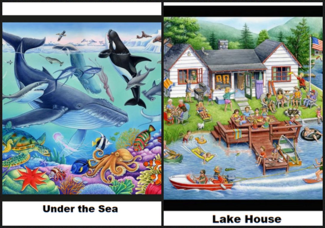 Ocean or Lake Themed Quilt Panel, U-pick Digital Print, 100% Cotton. 1 ...