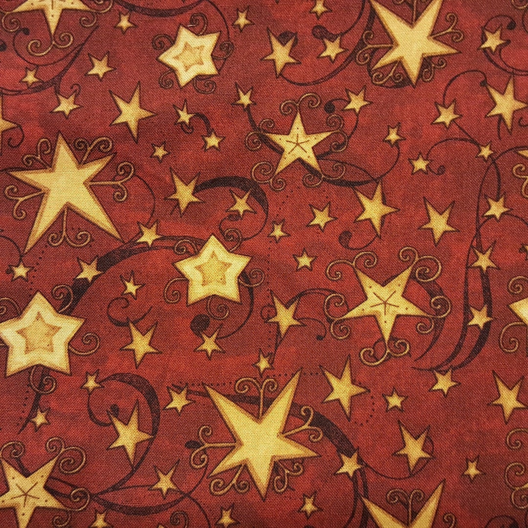 Stars on Red, Mottled Background, Sold by the Half-yard, 100% QSQ ...