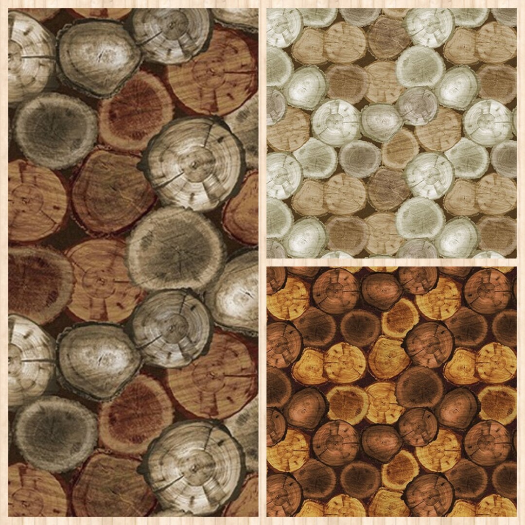 Rustic Logs Fabric, 3 Colorways - U-pick, Sold by the Half-yard, 100% ...