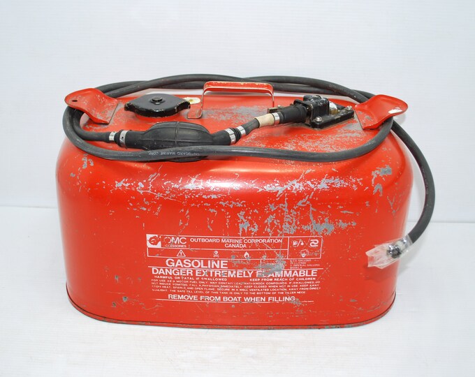 Vintage OMC Metal Boat Fuel Tank 6 US Gallon Outboard Gas Tank Can OMC ...