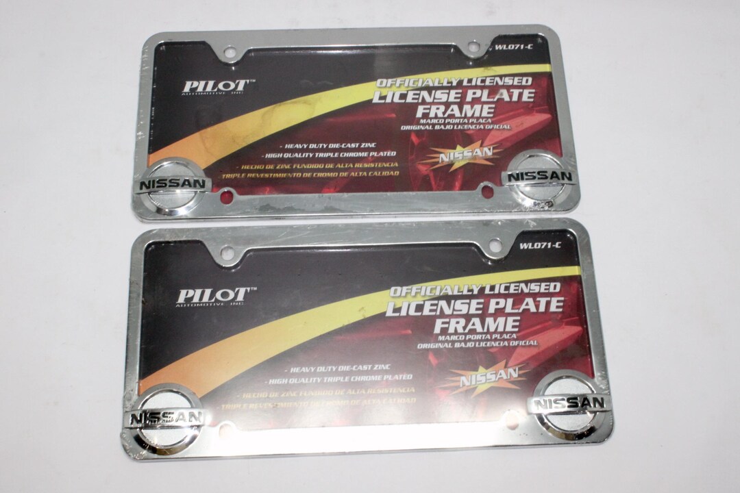 2 New NISSAN Logo License Plate Frames Die Cast Zinc Officially ...