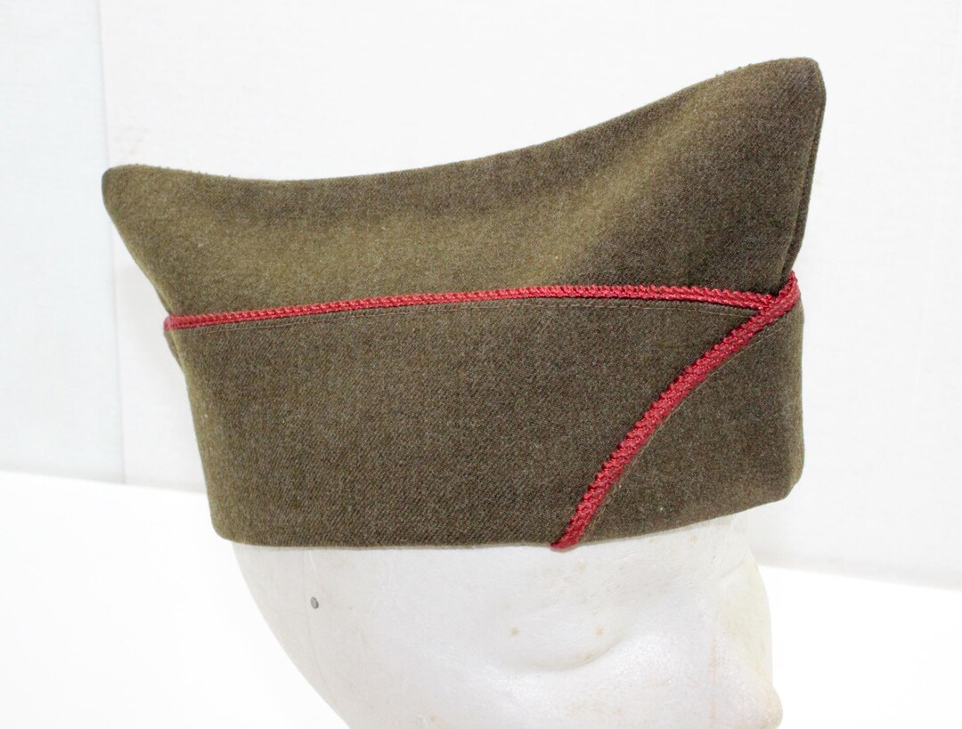 WW2 Vintage Wool Garrison Hat Red Piping WWII Wool Uniform Cap Army ...
