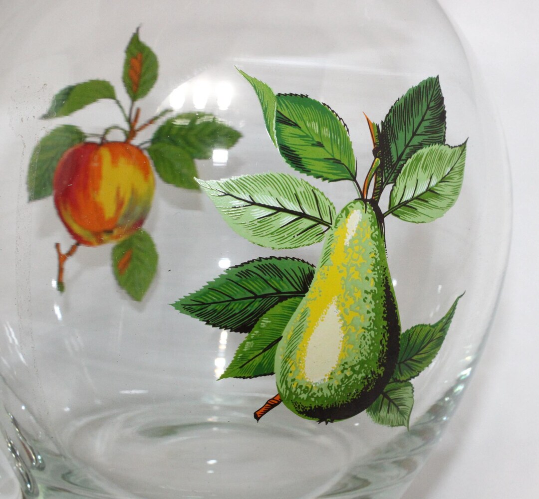 Vintage Clear Glass Apple & Pear Pitcher MCM Retro Glass Pitcher ...