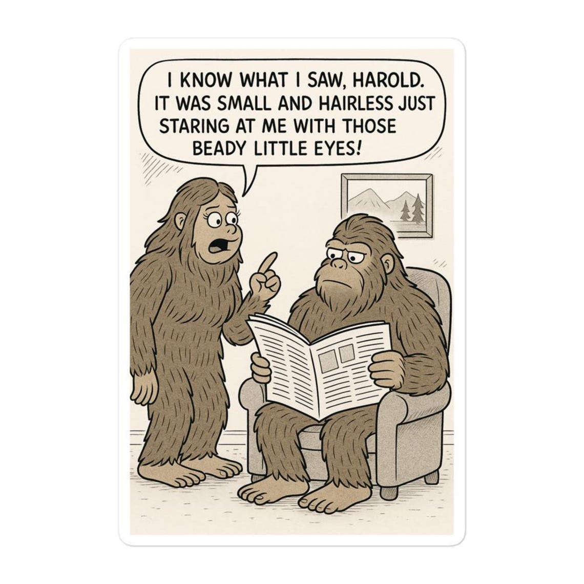 Cartoon Sasquatch Couple Sticker - Etsy